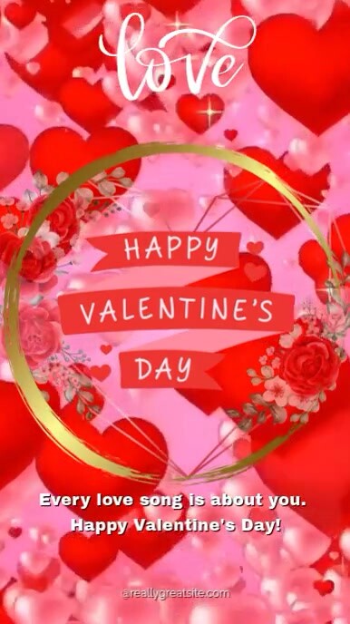 Red Joyful Happy Valentines Day Instagram Reel Template | PosterMyWall