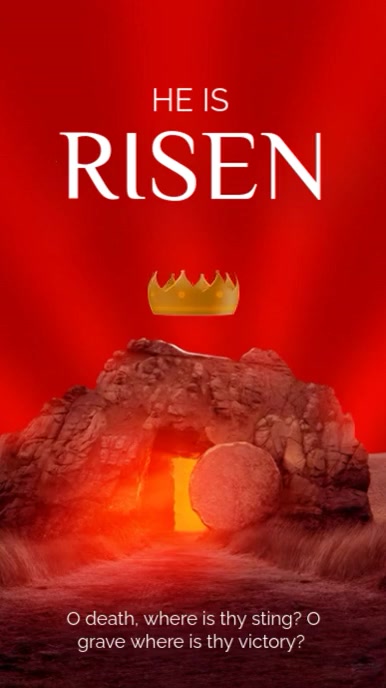 Red Joyful He Is Risen, Easter Template Instagram Reel | PosterMyWall