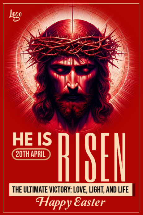 Red Joyful He Is Risen Poster Template | PosterMyWall