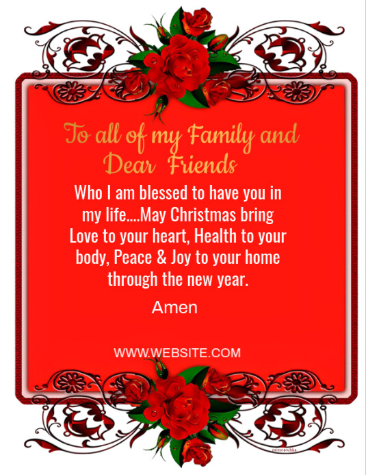 Red Joyful Heartfelt Message To My Family And Friends Flyer (us Letter ...