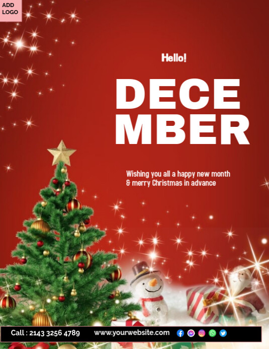 Copy of Red Joyful Hello December Flyer (us Letter) | PosterMyWall