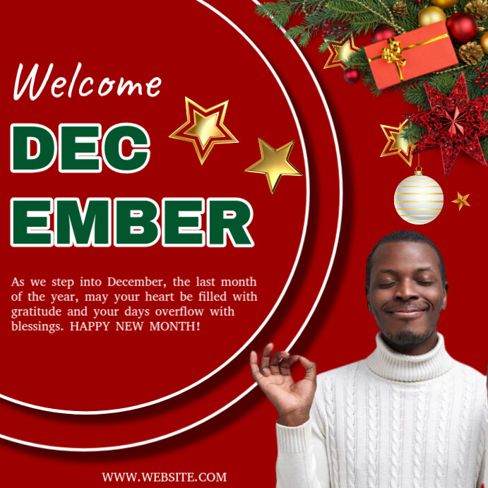 Red Joyful Hello December Instagram Post Template | PosterMyWall
