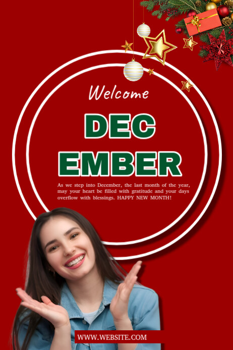 Red Joyful Hello December Poster Template | PosterMyWall