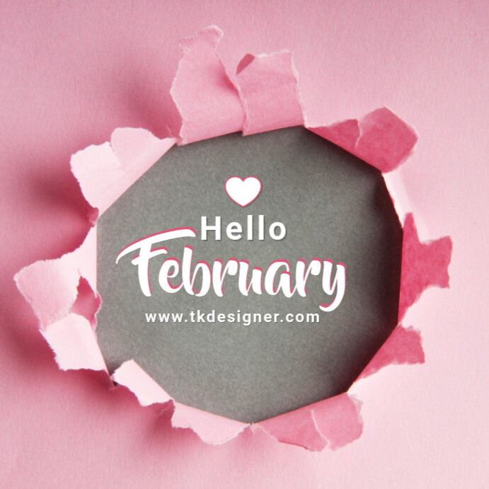 Red Joyful Hello February Instagram Post Template | PosterMyWall