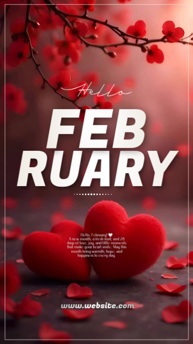 Red Joyful Hello February Instagram Story Template | PosterMyWall