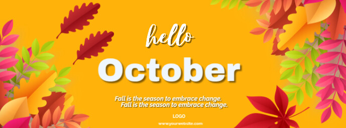 Red Joyful Hello October Facebook Cover Photo Template | PosterMyWall