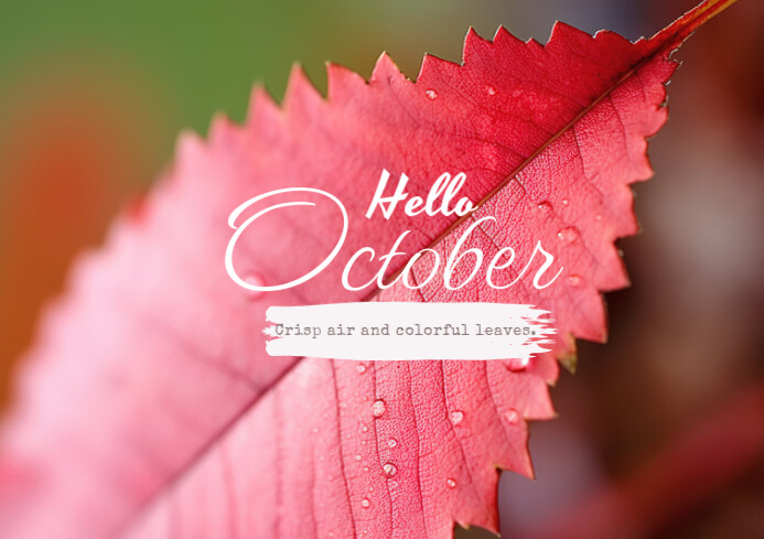 Copy of Red Joyful Hello-october-welcome-spring-fall-pink-leaves- A4 ...