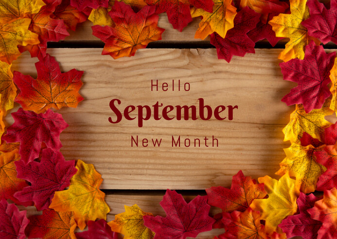 Red Joyful Hello September Postcard Template | PosterMyWall