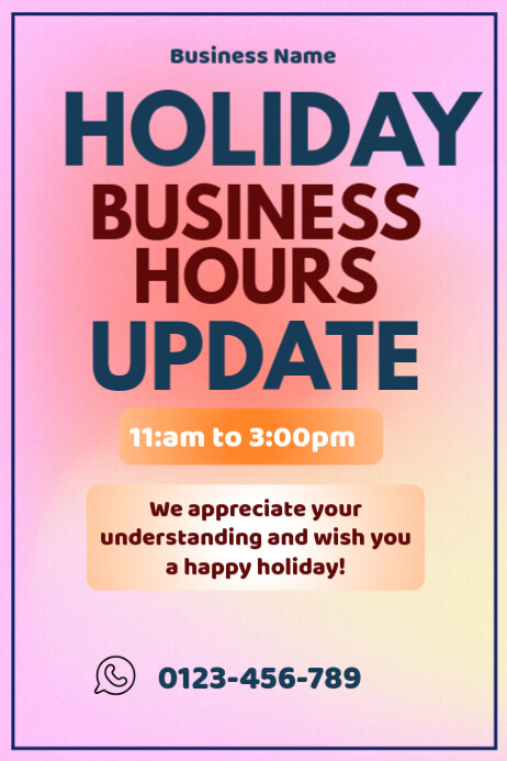 Copy of Red Joyful Holiday Business Hours Update Poster | PosterMyWall