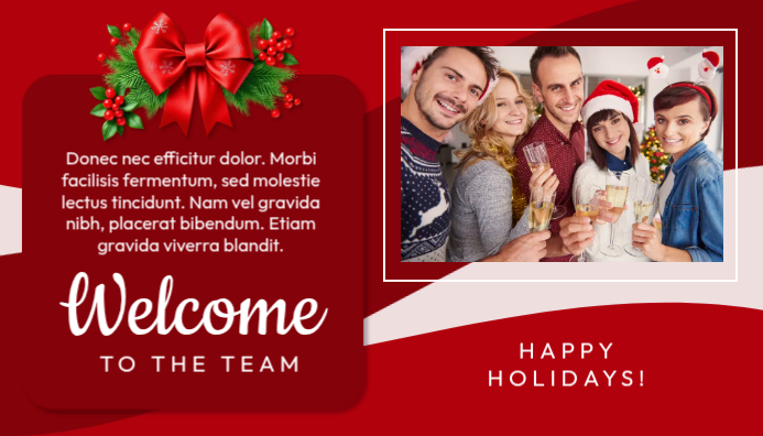 Red Joyful Holiday Welcome To The Team Blog Header Template | PosterMyWall