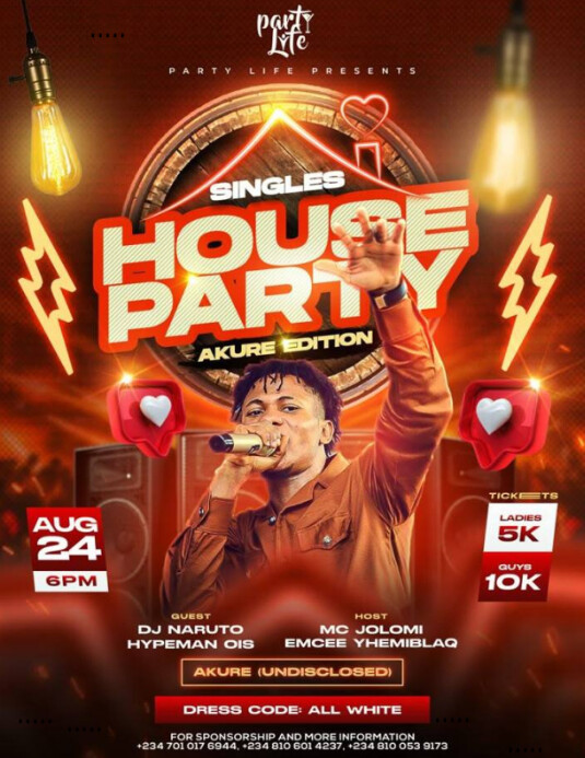 Copy of Red Joyful House Party Flyer Template Flyer (us Letter ...