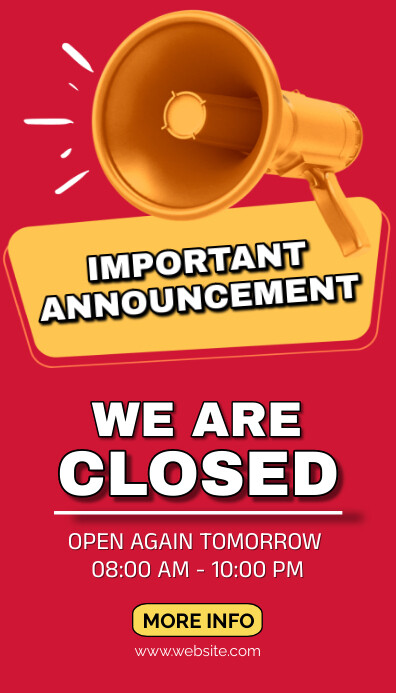 Red Joyful Important Announcement Notificatio Template | PosterMyWall