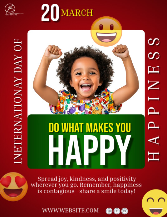 Copy of Red Joyful International Day Of Happiness Flyer Flyer (us ...