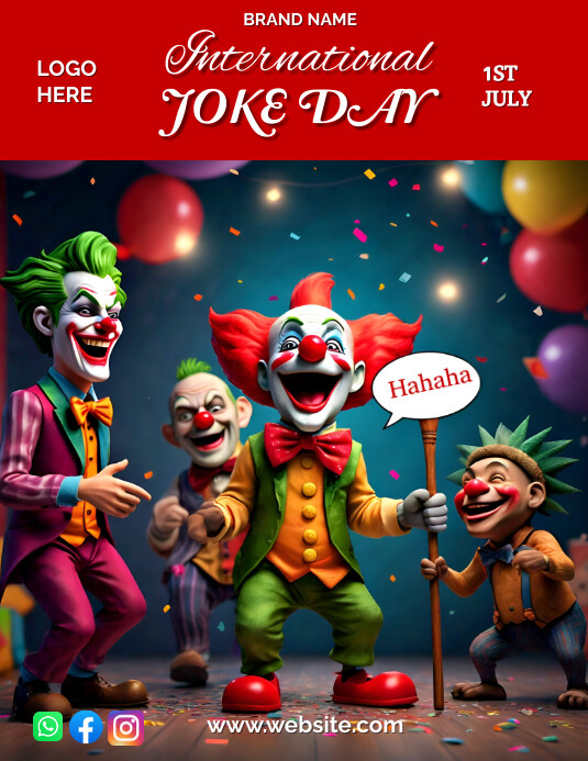 Copy of Red Joyful International Joke Day Flyer (us | PosterMyWall