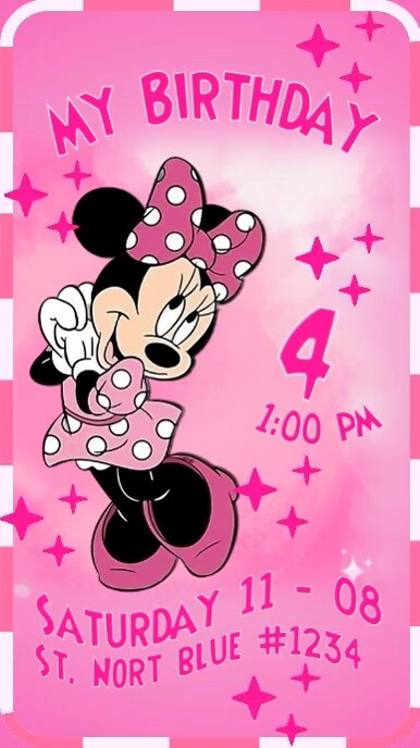 Copy of Red Joyful Invitación Minnie Rosa Digital Display (9:16 ...