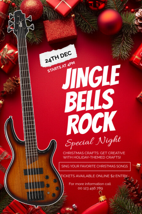 Copy of Red Joyful Jingle Bells Rock Christmas Carols Poster | PosterMyWall