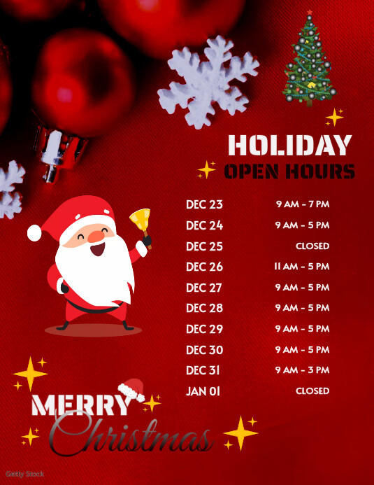 Copy of Red Joyful Joyful Christmas Business Hours Flyer (us Letter) | PosterMyWall