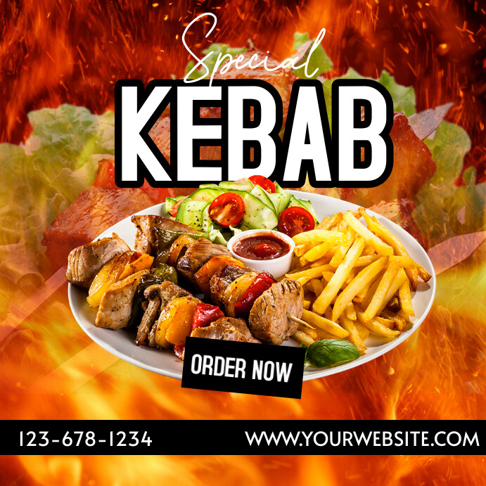 Red Joyful Kebab Instagram Post Template | PosterMyWall