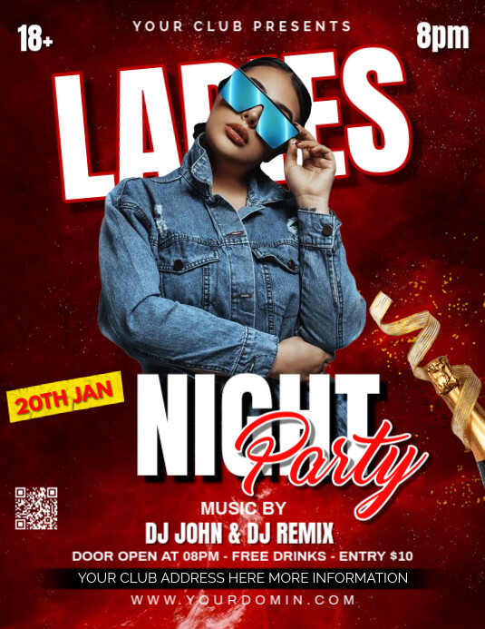 Copy of Red Joyful Ladies Night Party Flyer (us Letter) | PosterMyWall
