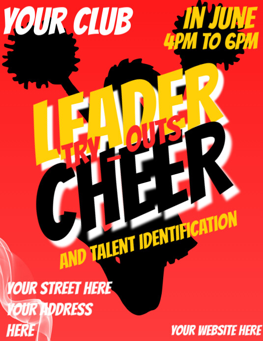 Plantilla de Red Joyful Leader Cheer Poster Flyer (us Letter ...