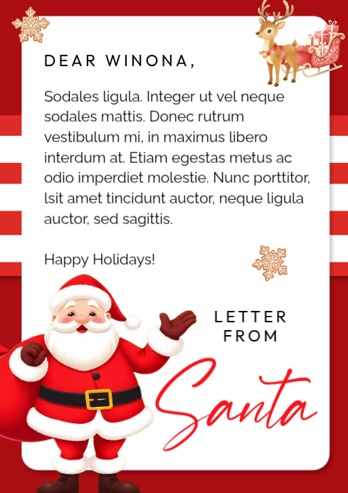 Red Joyful Letter From Santa A1 Template | PosterMyWall