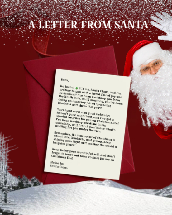 Red Joyful Letter From Santa Claus Instagram Portrait Template ...