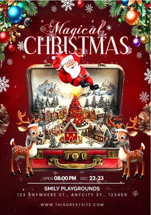 Copy of Red Joyful Magical Christmas Night A4 | PosterMyWall