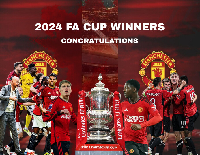 RED Joyful Man Utd Fa Cup Winners Flyer (us | PosterMyWall