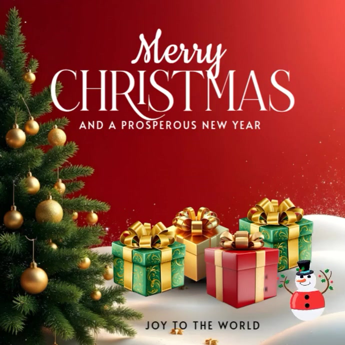 Red Joyful Merry Christmas And A Happy New Year Instagram Post Template ...