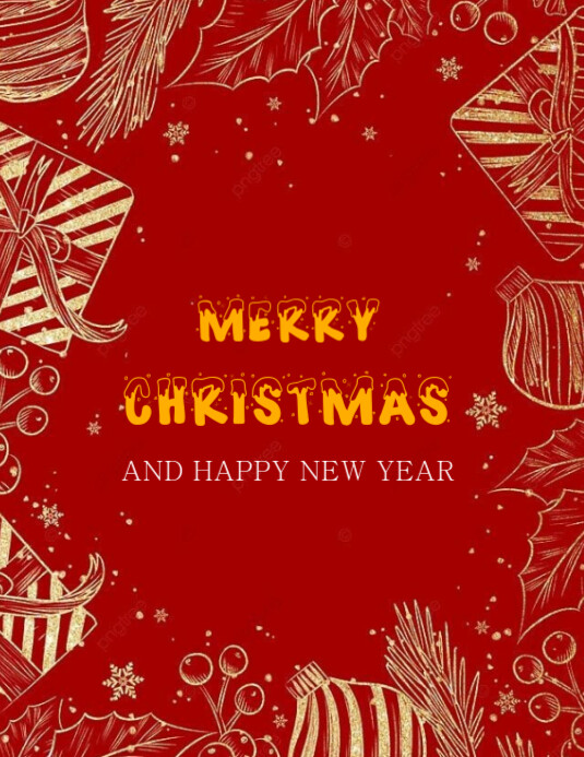 Red Joyful Merry Christmas And Happy New Year Flyer (us Letter) Template | PosterMyWall