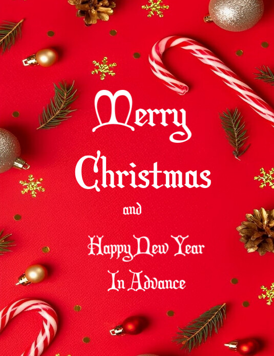 Red Joyful Merry Christmas And Happy New Year Flyer (us Letter) Template | PosterMyWall