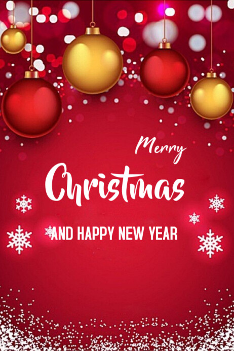 Red Joyful Merry Christmas And New Year Templates Online Greeting Cards ...