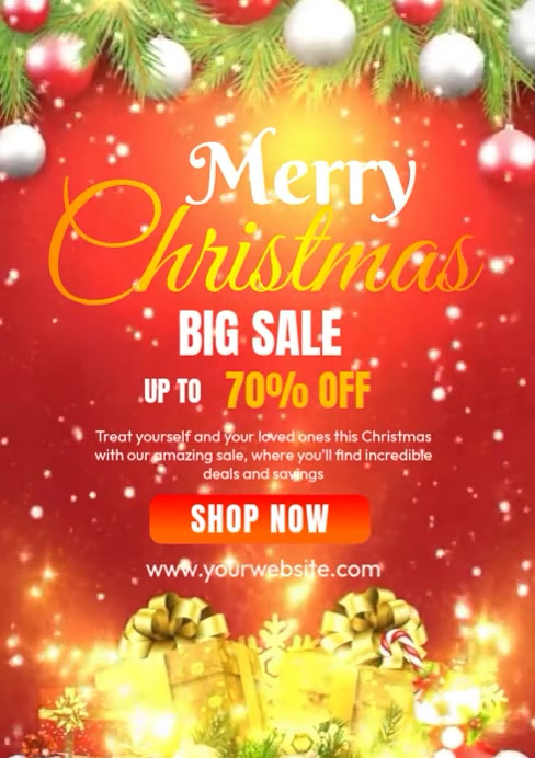 Red Joyful Merry Christmas Big Sale A4 Template | PosterMyWall