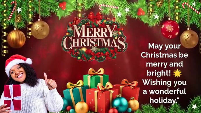 Red Joyful Merry Christmas Digital Display (16:9) Template | PosterMyWall