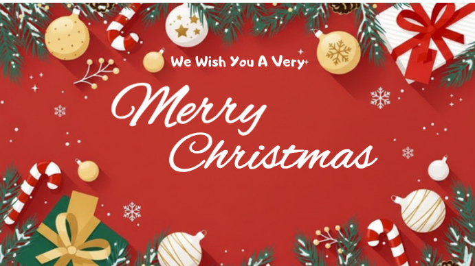 Red Joyful Merry Christmas Digital Display (16:9) Template | PosterMyWall