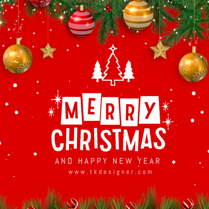 Red Joyful Merry Christmas Instagram Post Template | PosterMyWall