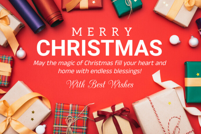Red Joyful Merry Christmas Label Template | PosterMyWall