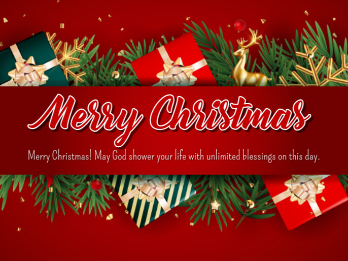 Red Joyful Merry Christmas Presentation Template | PosterMyWall