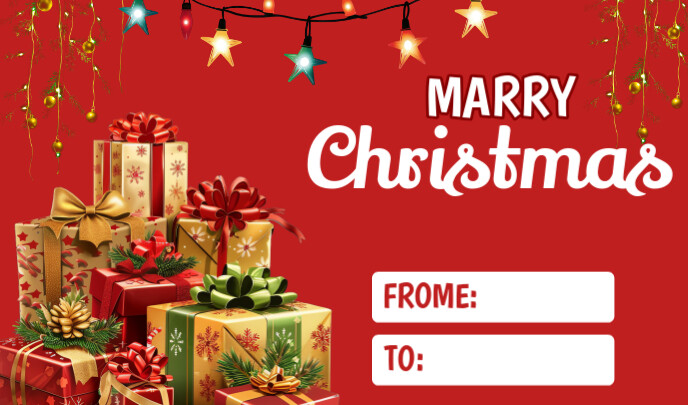 Copy of Red Joyful Merry Christmas Tag | PosterMyWall