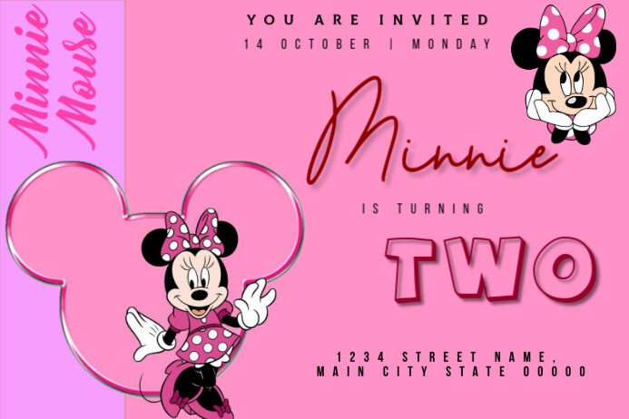 Copy of Red Joyful Minnie Mouse Birthday Poster | PosterMyWall