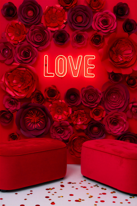 Red Joyful Modern Valentine Photoshoot Backdrop Poster Template ...