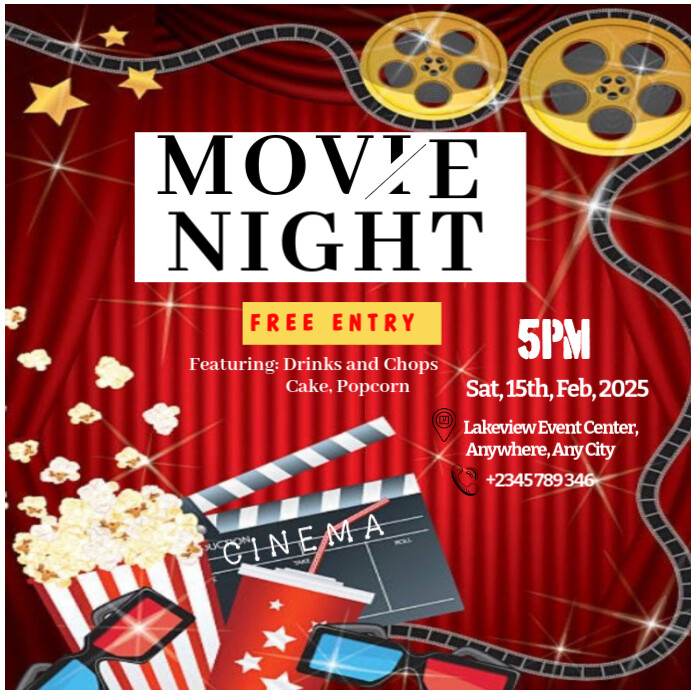 Copy of Red Joyful Movie Night Instagram Post | PosterMyWall
