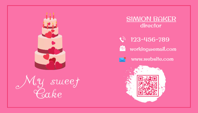Copy of Red Joyful My Sweet Cake Business Card Template Business Card ...