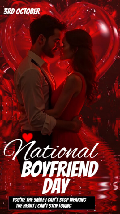 Red Joyful National Boyfriend Day Instagram Story templaat | PosterMyWall