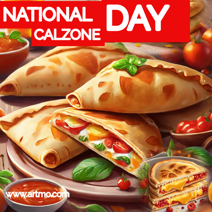 Red Joyful National Calzone Day Instagram Post Template | PosterMyWall