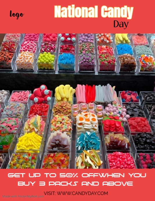 Red Joyful National Candy Day Flyer (us Letter) Template | PosterMyWall