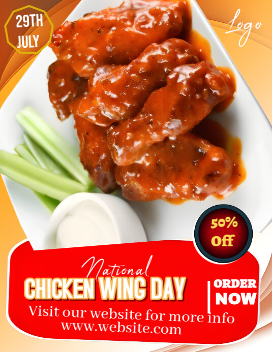 Copy of Red Joyful National Chicken Wings Day Flyer ( | PosterMyWall