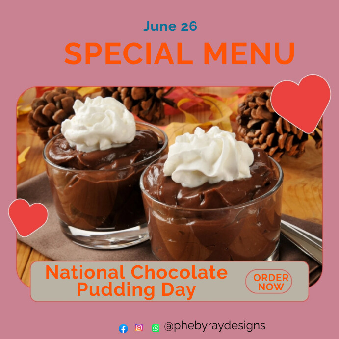Red Joyful National Chocolate Pudding Day Ins Template | PosterMyWall