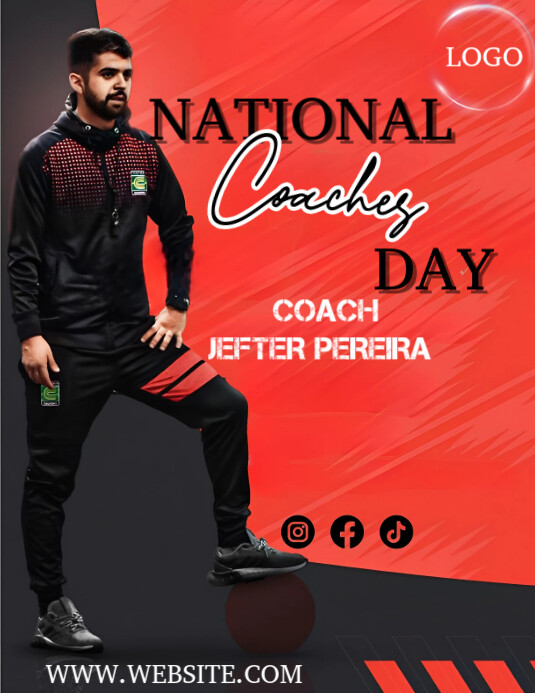 Plantilla de Red Joyful National Coaches Day Flyer (us Letter ...