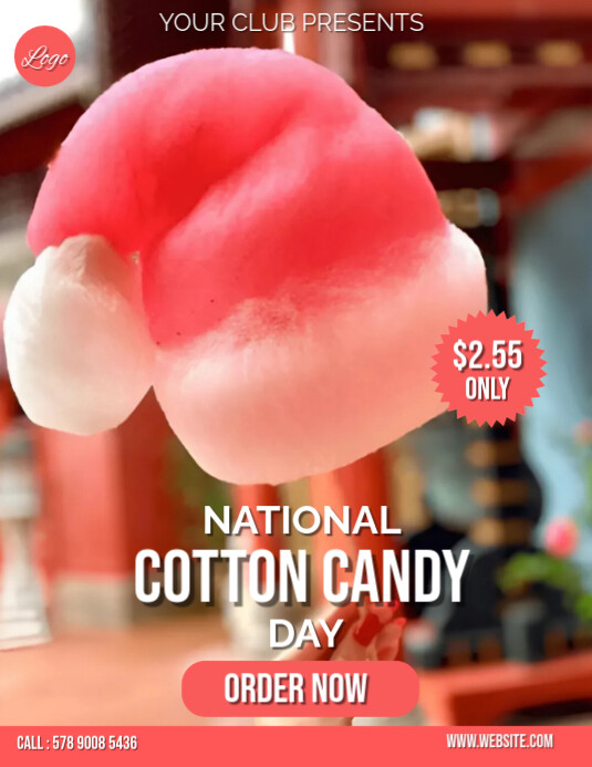 Red Joyful National Cotton Candy Day Flyer (us Letter) Template ...